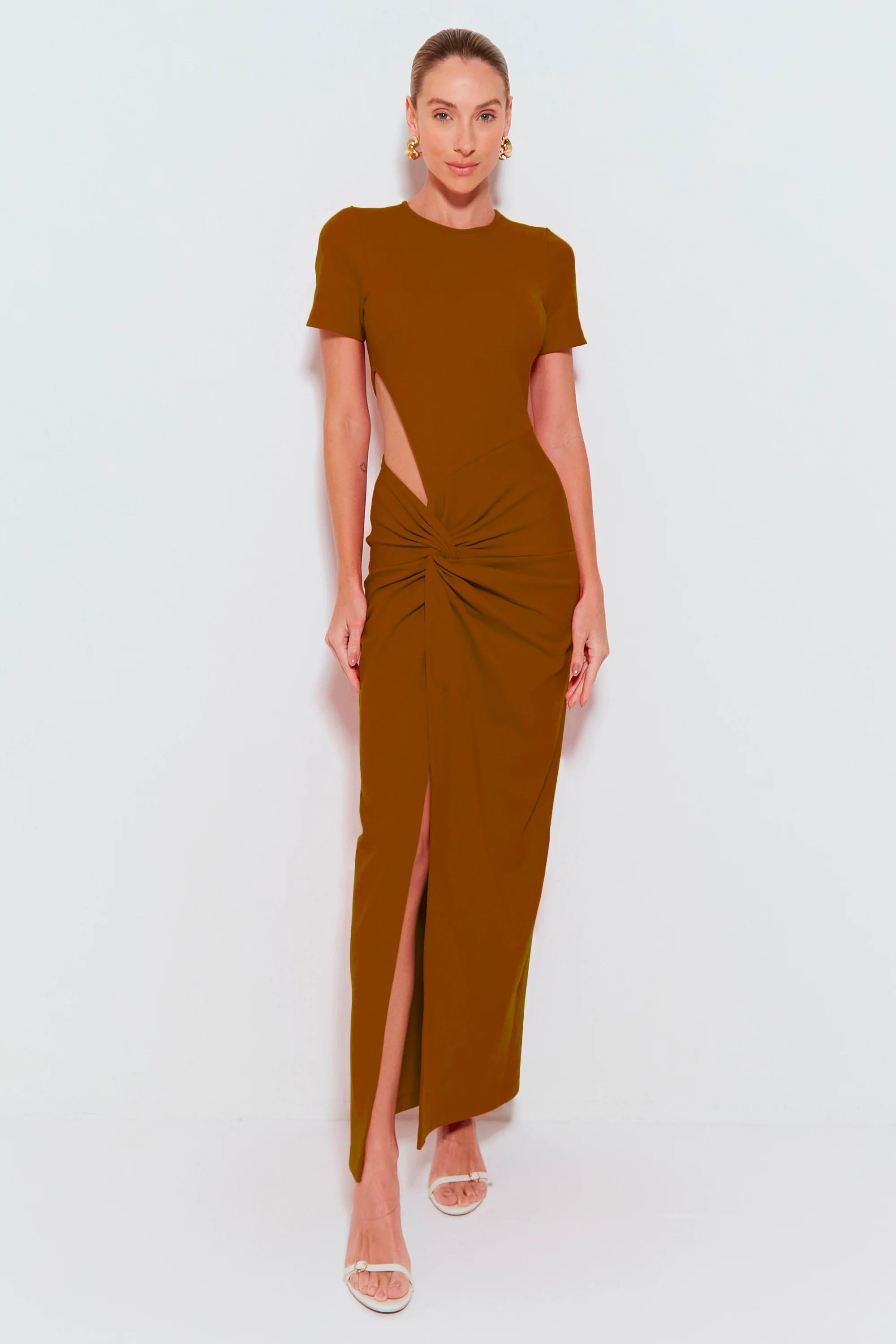 Twist Chocolate Brown Midi Dress – Bela Boutique